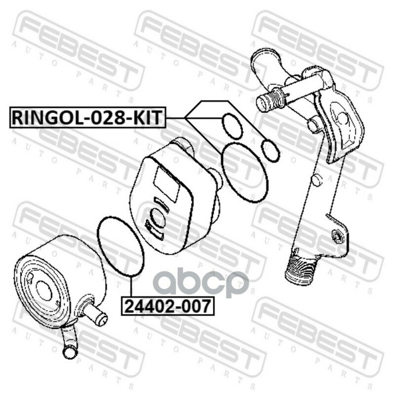 Кольцо уплотнительное масляного радиатора комплект RENAULT DUSTER 11- RINGOL-028-KIT Febest арт. RINGOL-028-KIT