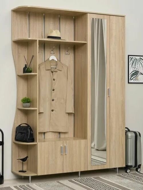 Прихожая Мебельная фабрика РАЙ Лика №1 Сонома, 150 см х 2,15 м х 0,37 м, с зеркалом