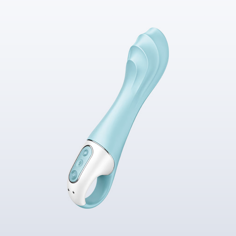 75713 Satisfyer Air Pump Vibrator 5+, синий. Вибратор с регулировкой диаметра и управлением со смартфона