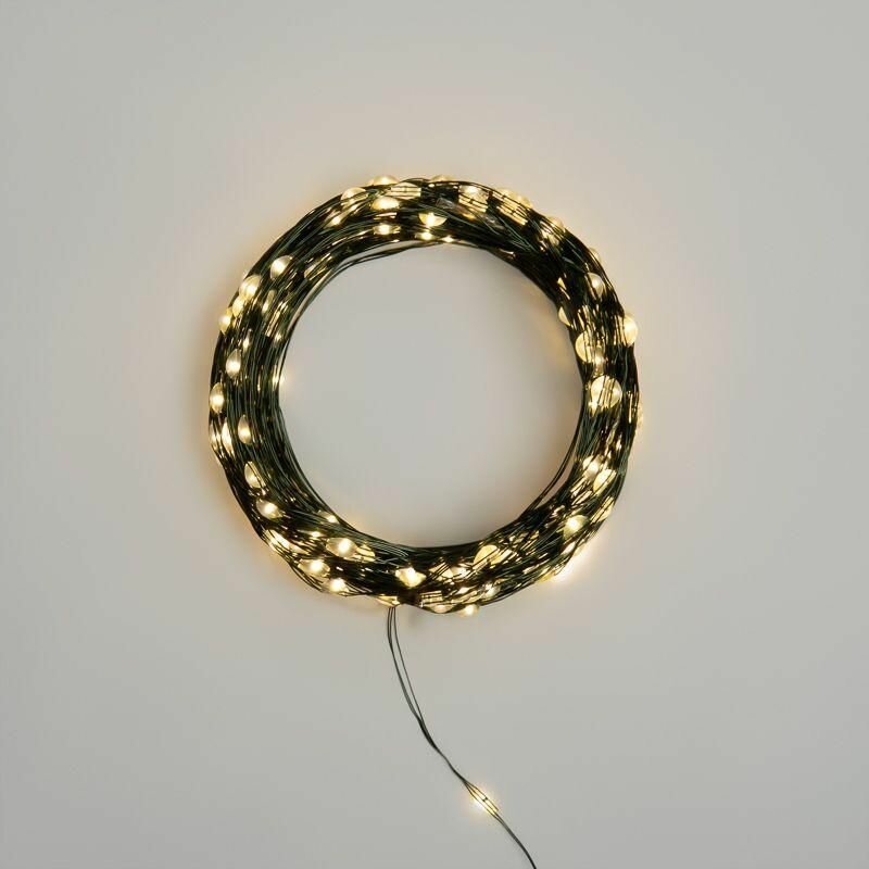 Гирлянда «Роса» 30м 300LED тепл. бел. IP20 230В с контроллером провод зел. Neon-Night 303-276