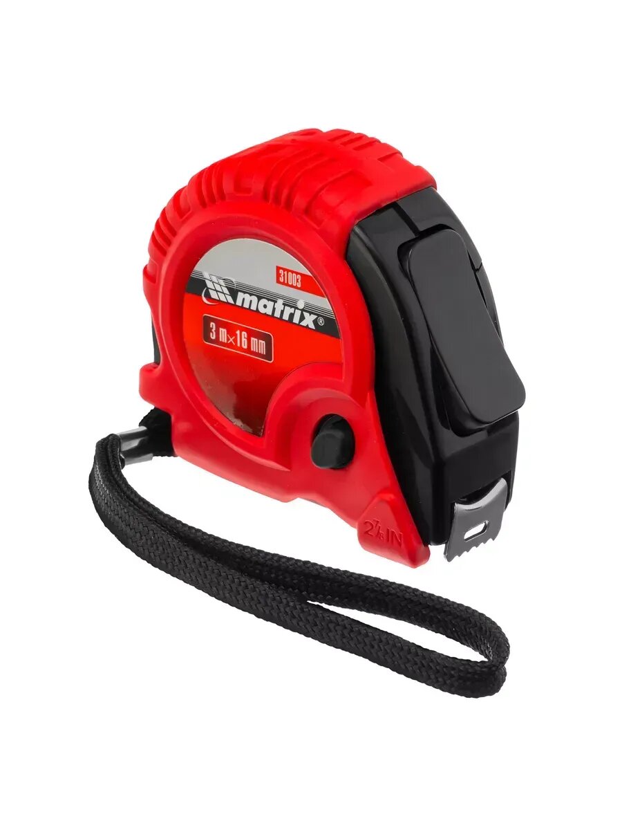 Рулетка строительная 3 м х 16 мм, обрезиненная, MATRIX 31003