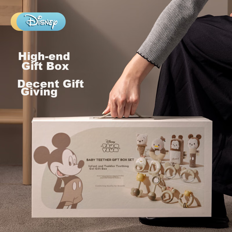 Disney Baby Toys, 0-6 Months Newborn Gift, High-End Birthday Gift Box, Practical Rattle for Full Moon Celebration
