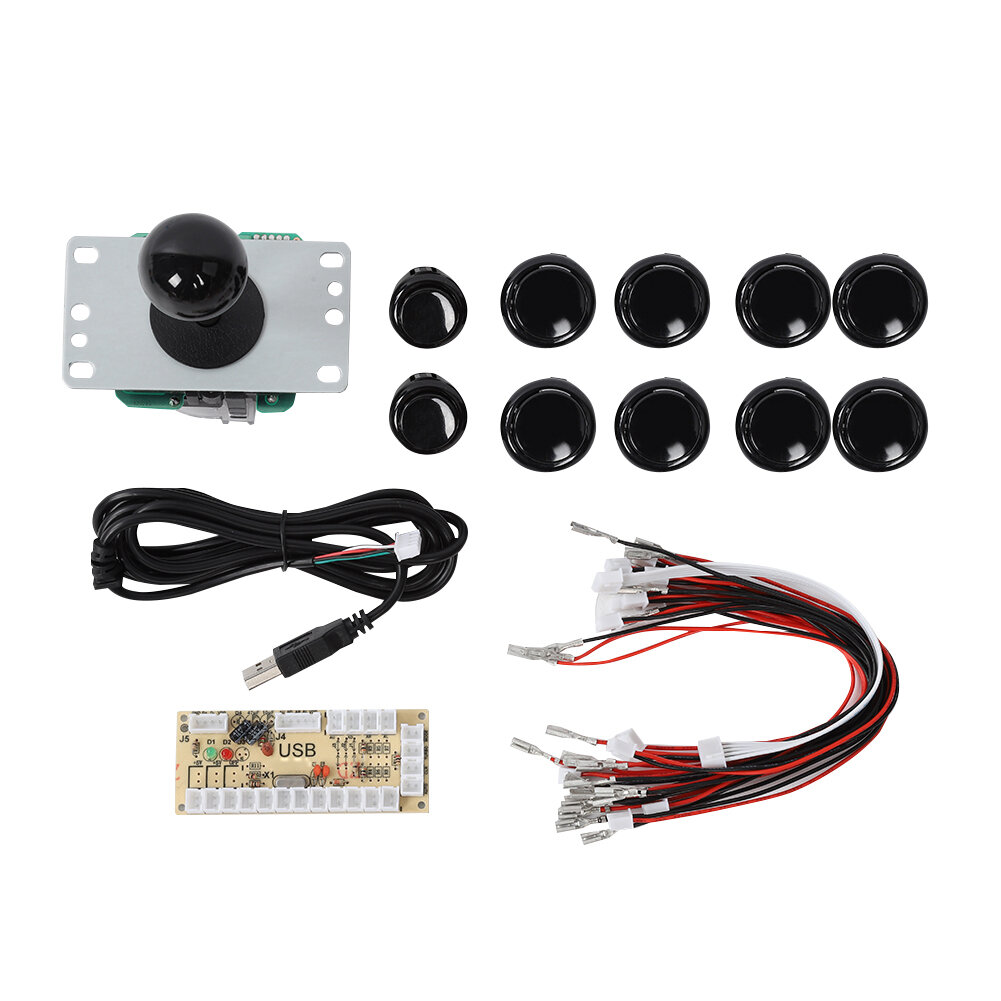 CY-822A DIY Arcade Game Button and Joystick Single Rocker Set for Raspberry Pi PC MachineBlack