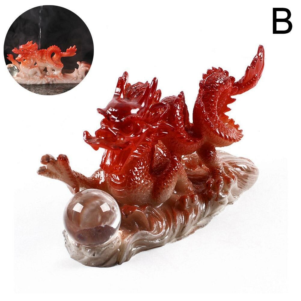 Статуя денежного дракона, меняющая цвет чайное украшение для офиса для домашних животных, чайные аксессуары