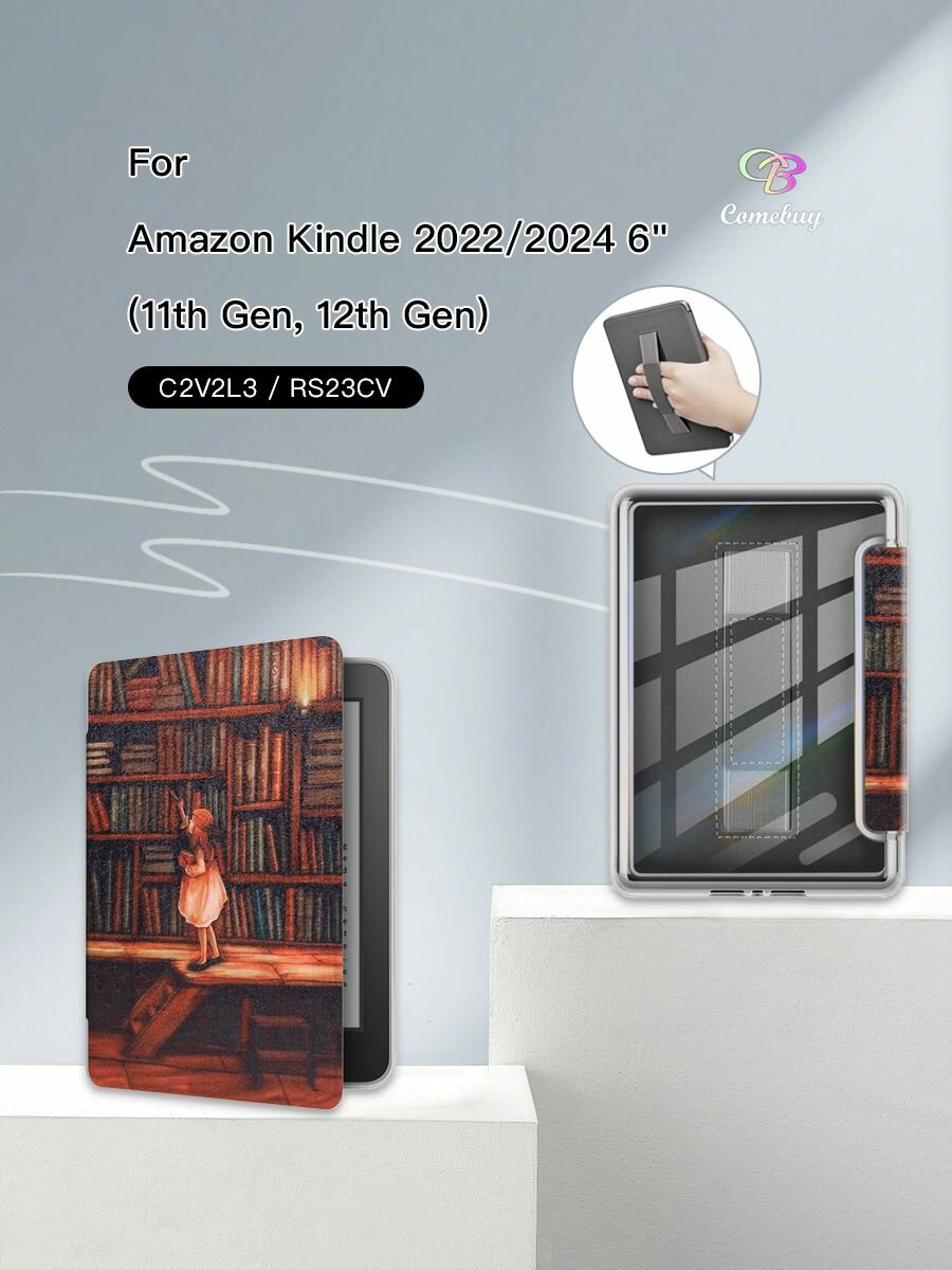 Чехол-книжка для Amazon Kindle 11 / 12 (6", 2022/2024 г.), C2V2L3 / RS23CV, прозрачная задняя крышка