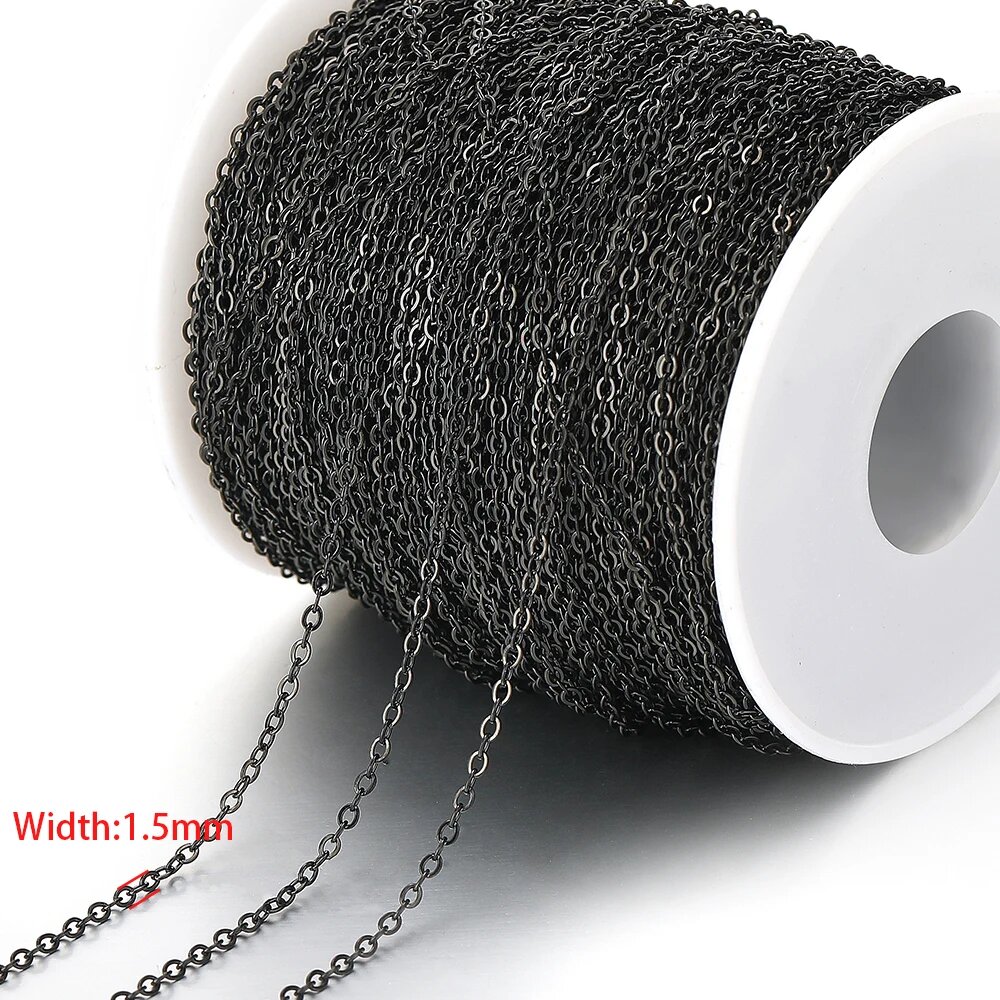 Кубинские цепи Yovtor из нержавеющей стали 2 м Черный, Black 1.5mm