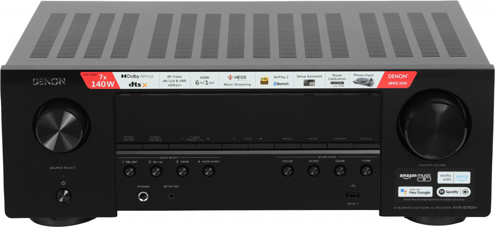 Ресивер AV Denon AVR-S760H 7.2 черный