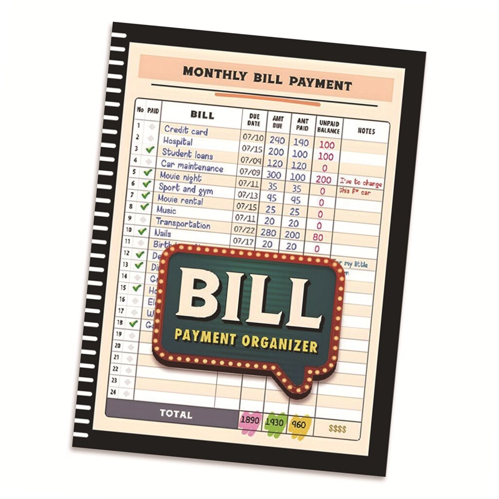 1 записная книжка для счетов, записная книжка для экономии денег