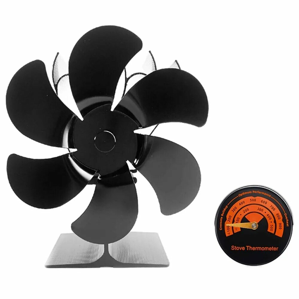 1 шт Вентилятор для дровяной печи с 6-вентилятор+оранжевый термометр
