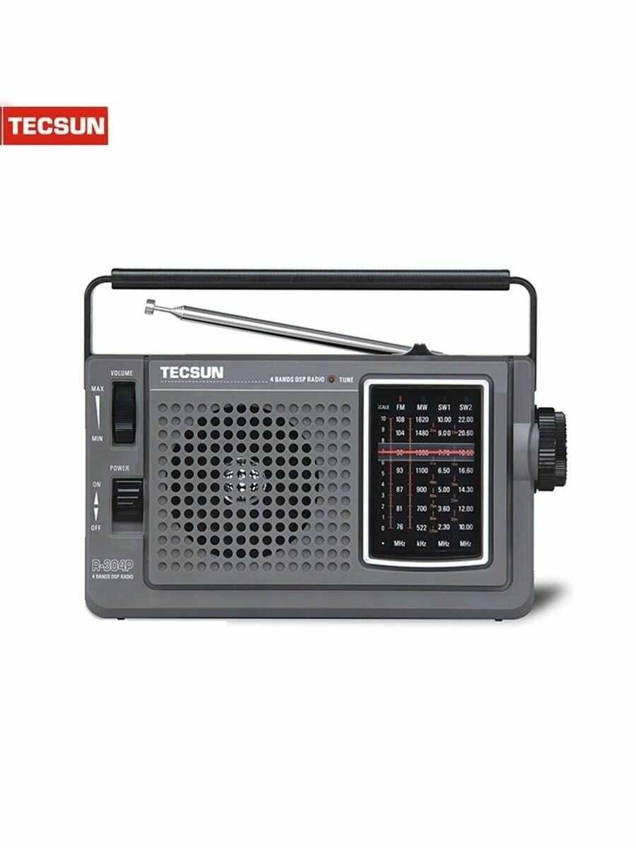 Tecsun R-304P Портативное радио FM/СВ/КВ диапазоны DSP приемник Питание от сети/батареек