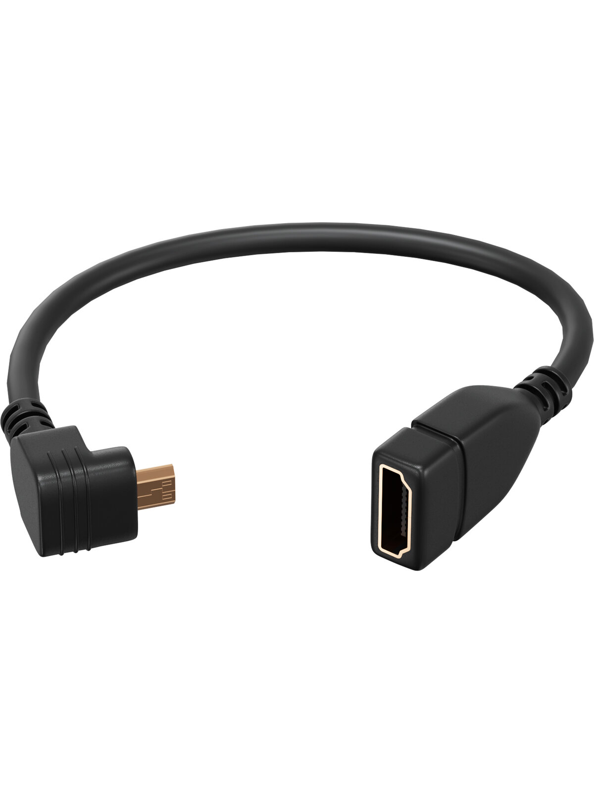 Кабель переходник адаптер GSMIN AC22 угловой 90 градусов HDMI (F) - micro HDMI (M) 10 см (Черный)