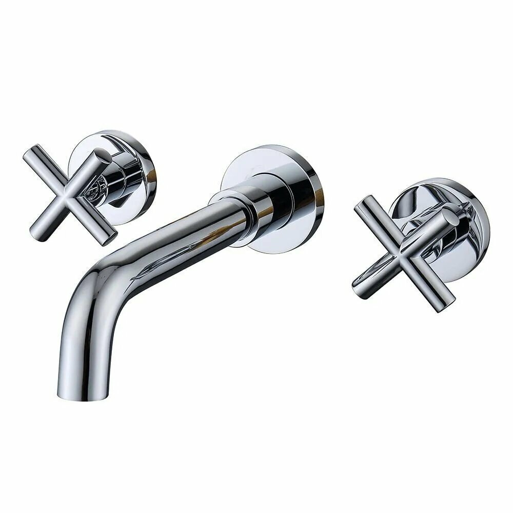 Встраиваемый смеситель для раковины/умывальника, настенный, латунь, поворотный излив, двухклапанный, подходит для ванны, хром