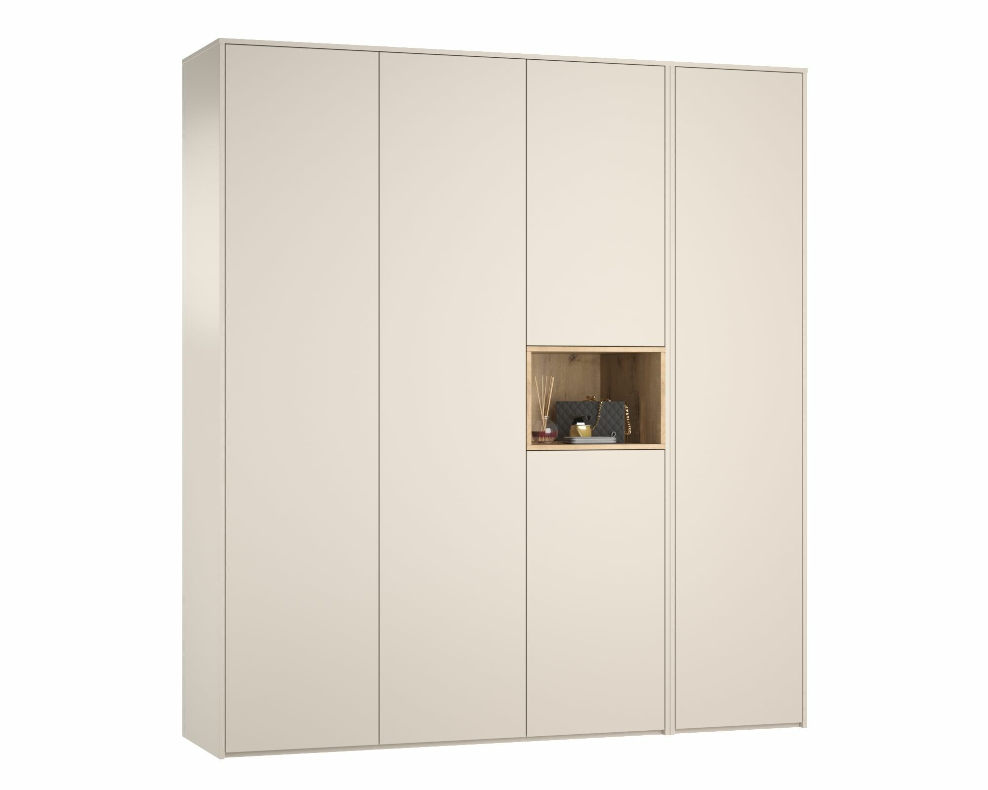 Шкаф распашной для одежды "Рокки 3" 200х220х52 Сатин / Дуб Крафт золотой