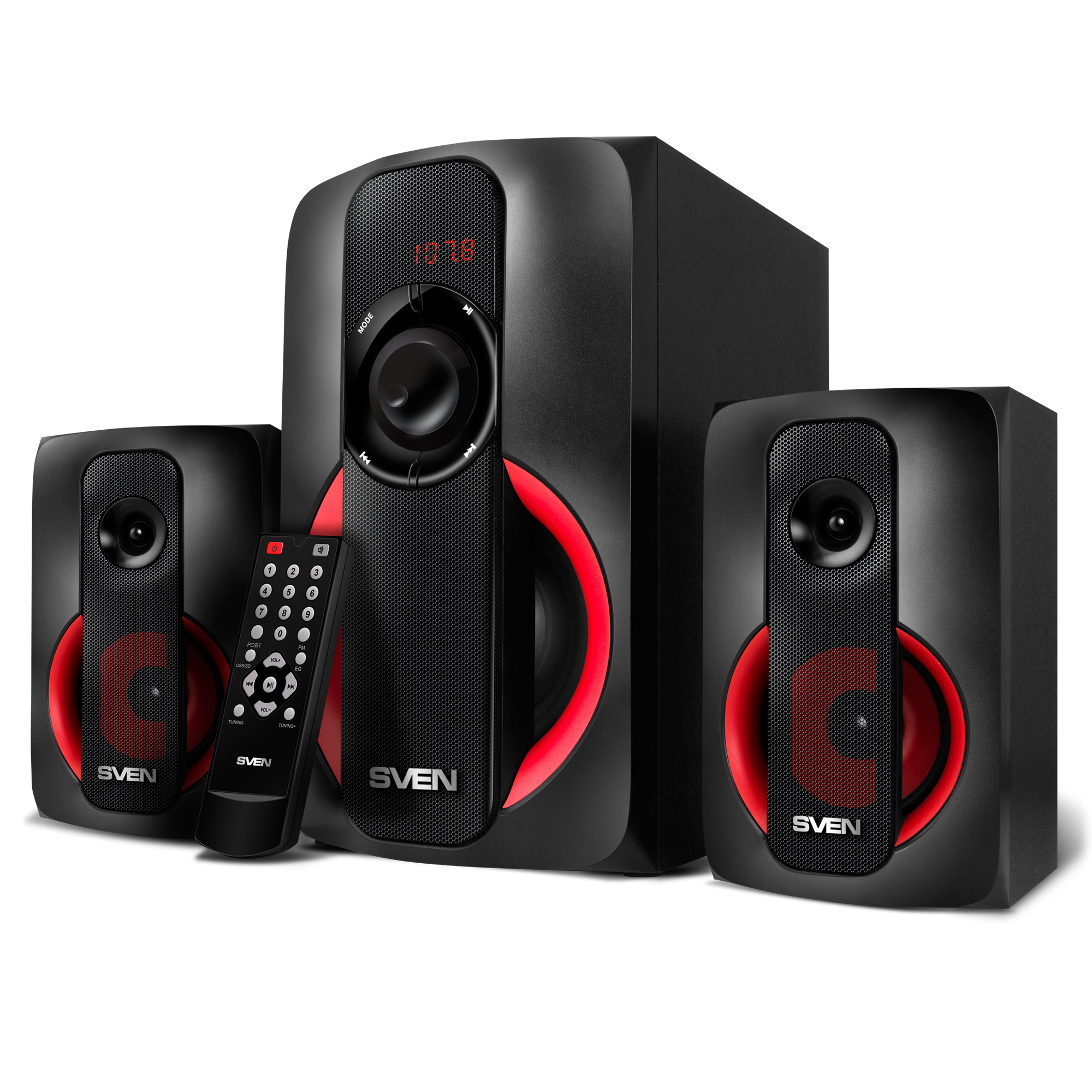 Акустика SVEN MS-304, черный, 2.1 Bluetooth, FM-радио, пульт ДУ