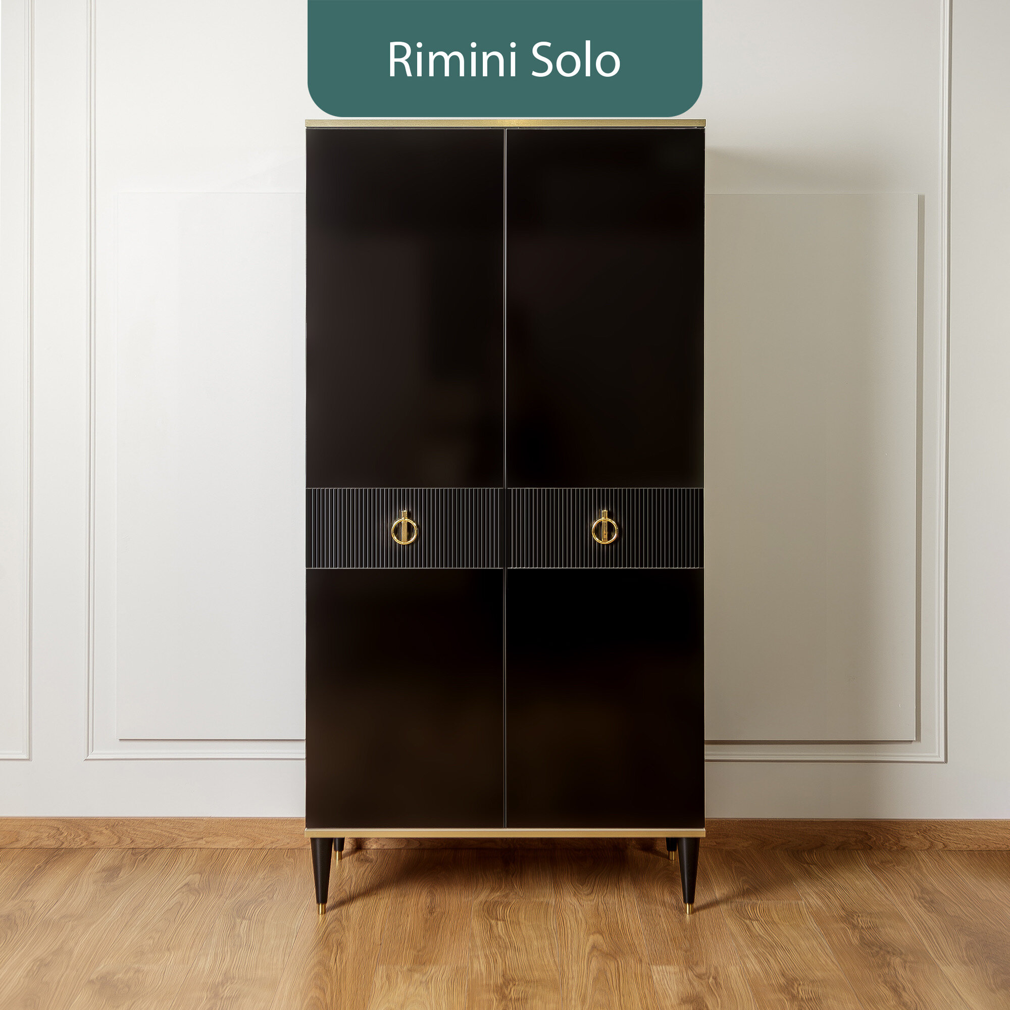 Шкаф-пенал Rimini Solo. Черный/золото