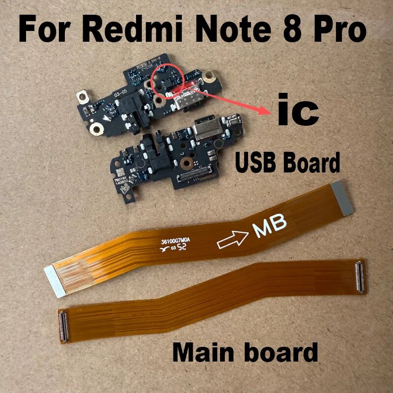 Для Xiaomi Redmi Note 8 Pro USB-порт для зарядки, основная материнская плата, разъем для микрофона, замена гибкого кабеля 2 Together