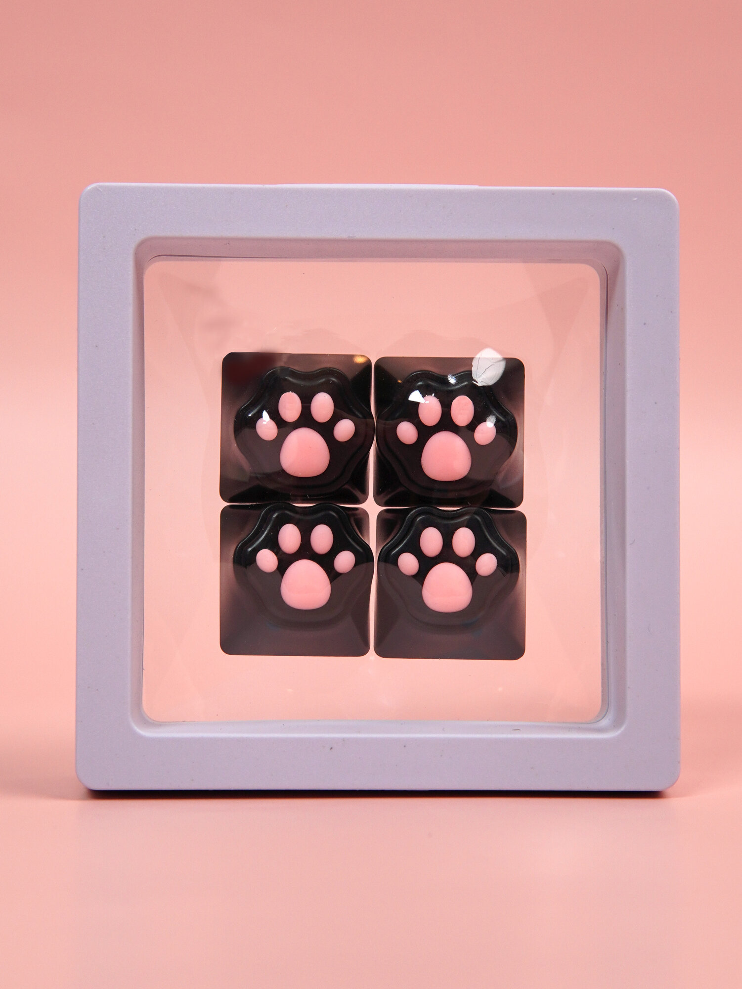 Набор кейкапов «Кошачьи лапки» | 4 клавиши | Антистресс | Черный с розовым | Для механической клавиатуры
