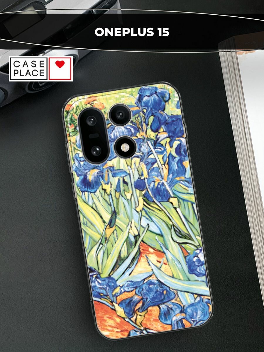 Силиконовый чехол на OnePlus 15 / Ван Плас 15 с принтом Ирисы Ван Гог
