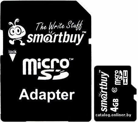 Карта памяти SMARTBUY (SB4GBSDCL10-01) MicroSDHC 4GB Class10 + адаптер