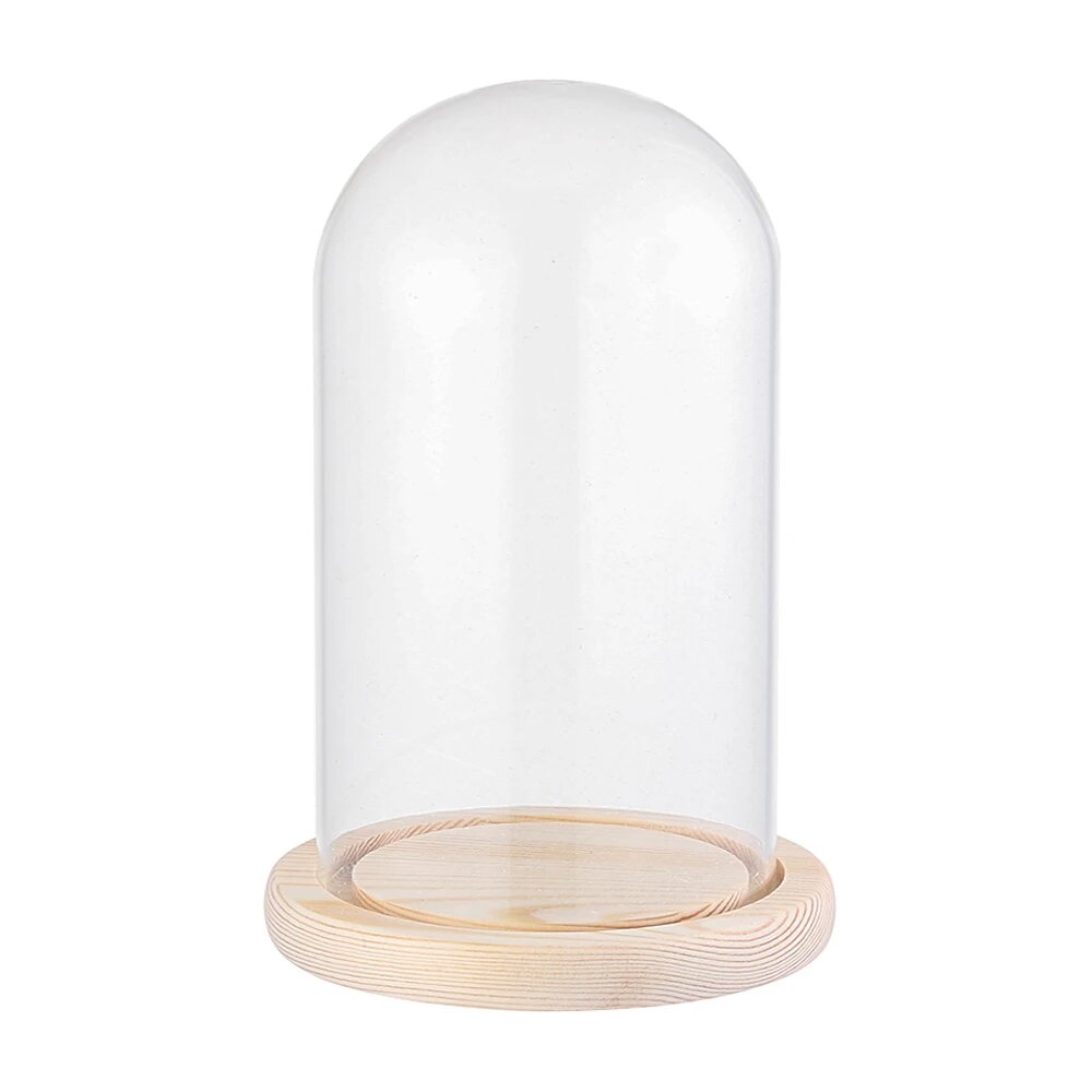 Стеклянная колбочка с деревянной основой, 10x19cm
