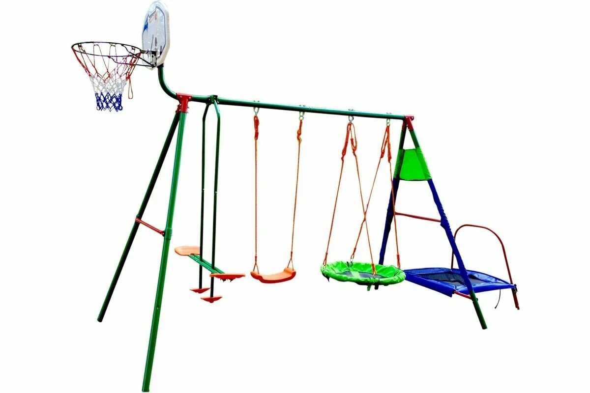 Детский комплекс DFC MTB-01, уличный, с батутом, баскетболом