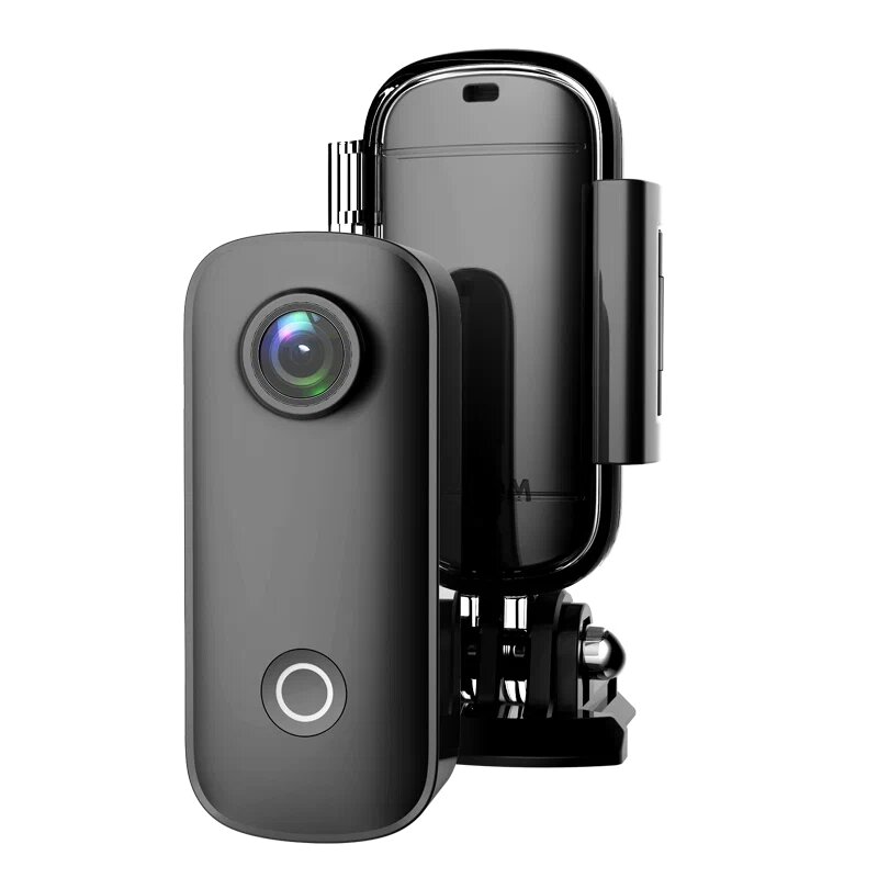 Экшн камера SJCam C100+ черная с креплением, цифровым стабилизатором, водонепроницаемая 4K Ultra HD