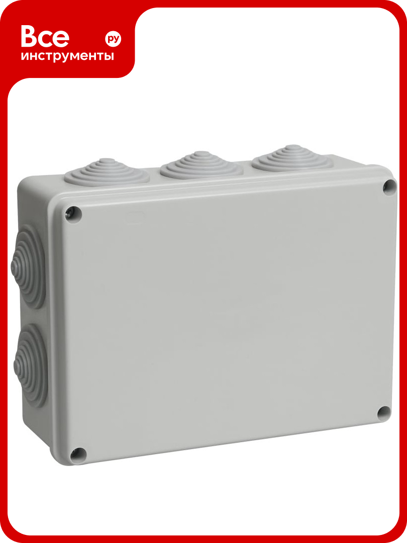 Коробка, IEK, распаечная IEK открытой проводки, IP44, КМ41243, RAL7035,10 гермовводов, ИЭК UKO11-190-140-070-K41-44