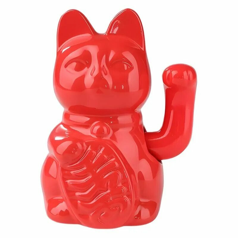 Красный 15 см Керамическая фигурка Счастливого кота Манеки Неко с волнистой рукой, украшающая дом