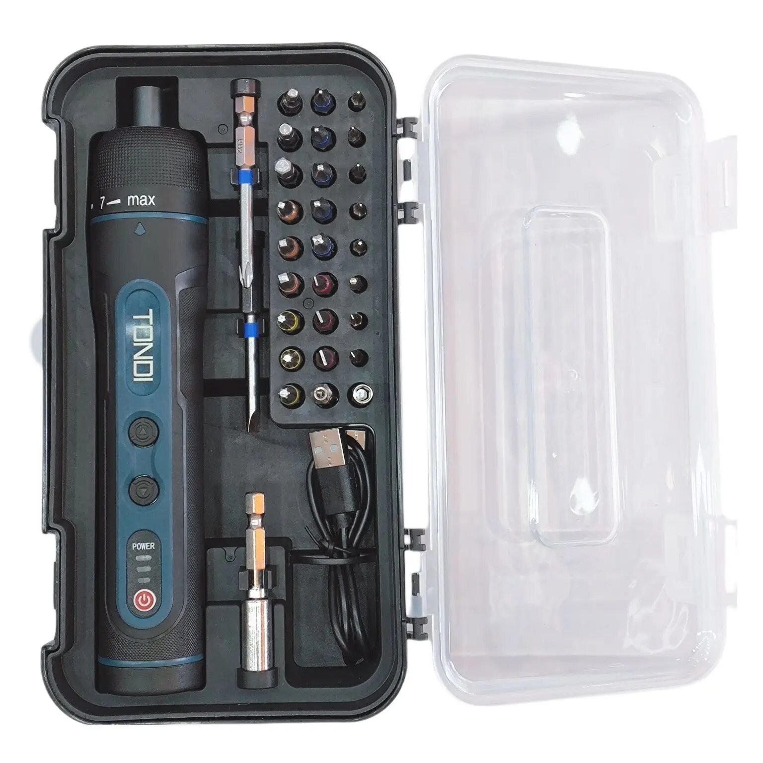 Мини-электрическая отвертка TONDI с механическим крутящим моментом, умная беспроводная электрическая отвертка Type-c, зарядка, 30-битный набор сверл, инструмент, Серебристый