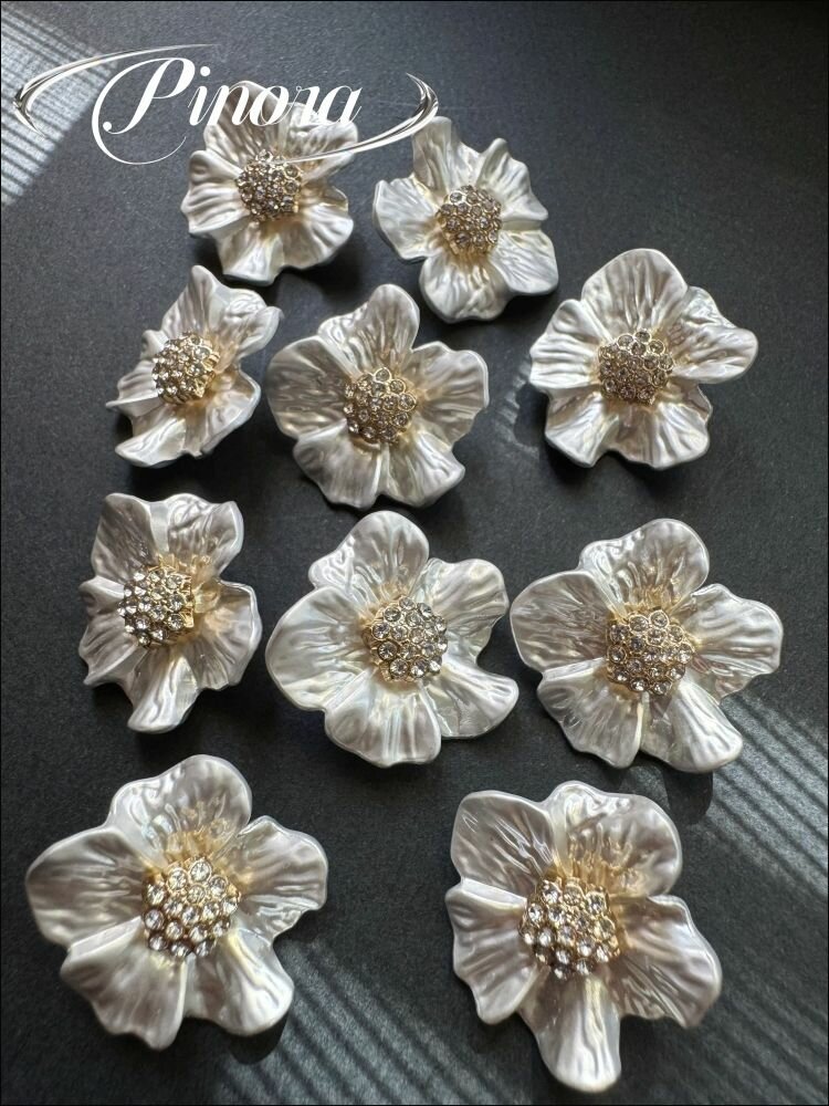 Пуговицы декоративные, винтажные пуговицы для рукоделия и шитья на ножке , красивый цветок23mm, 5 шт.