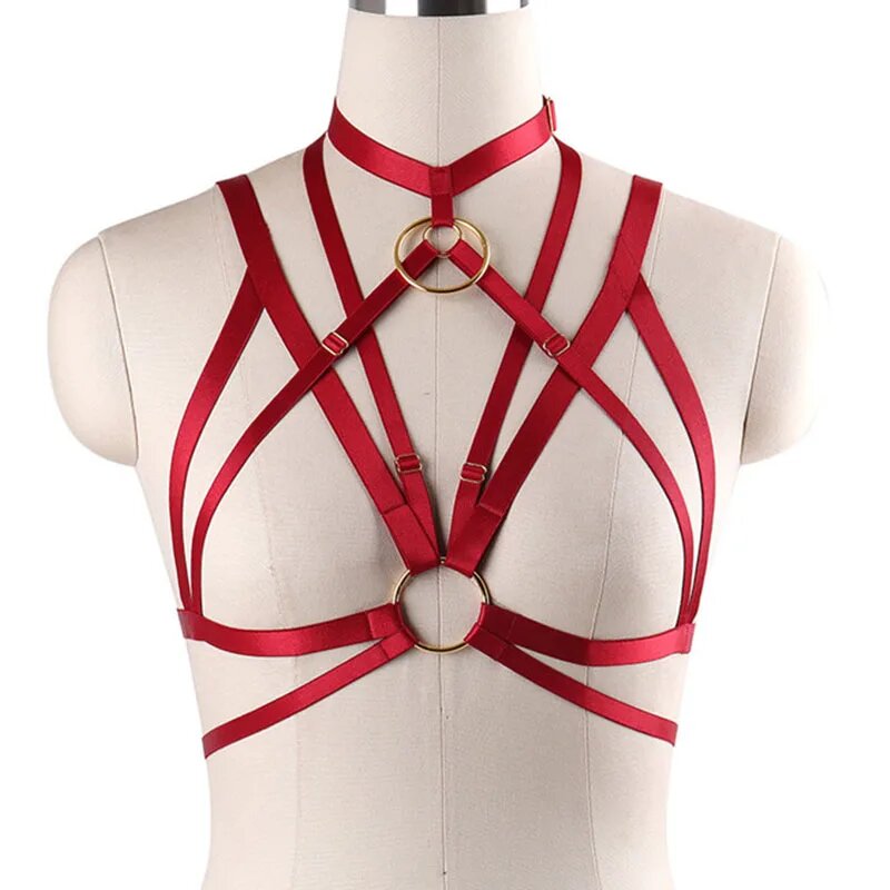Красные подвязки, пояс для тела, бондаж, чулки, пояс для подтяжек, эластичный регулируемый ремень, нижнее белье, готическая фетиш-танцевальная одежда