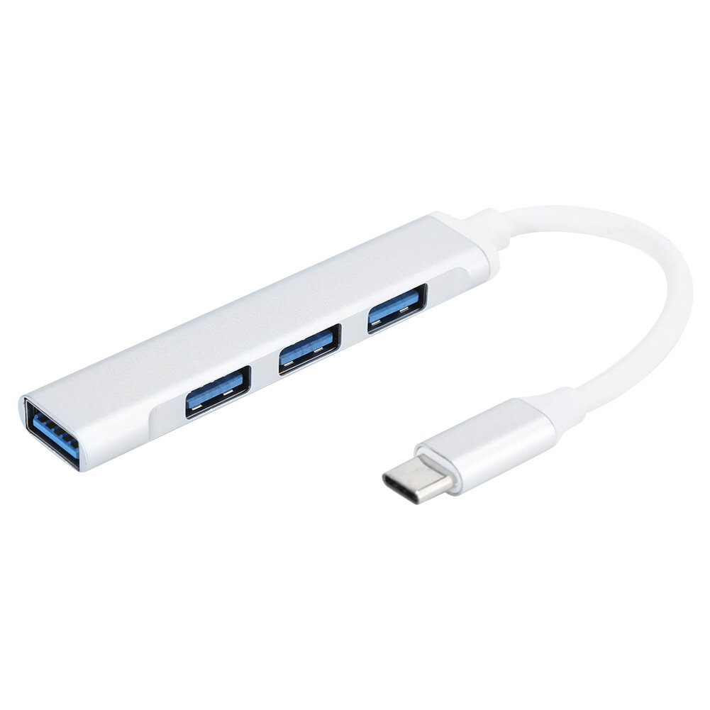 4Port USB 3.0 Hub MultiFunction Type C Splitter Extender Dock Adapter OTG PC(Silver )
