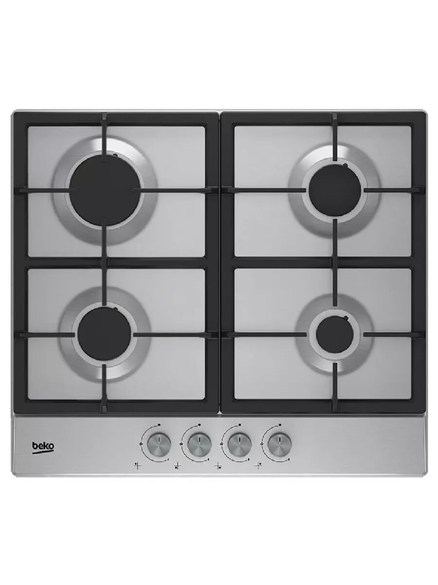 Встраиваемая газовая варочная панель Beko HIAG64225SX, нержавеющая сталь, газ-контроль, 4 горелки