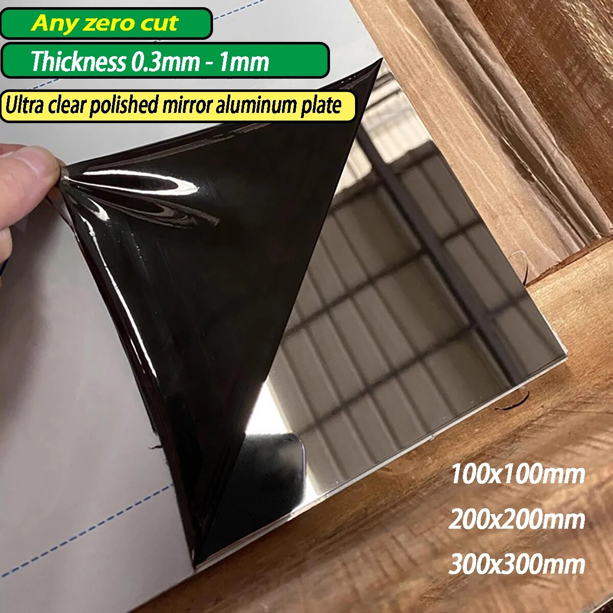 Алюминиевая зеркальная пластина 200x200 мм / 300x300 мм 100x100x0.3mm 5pcs