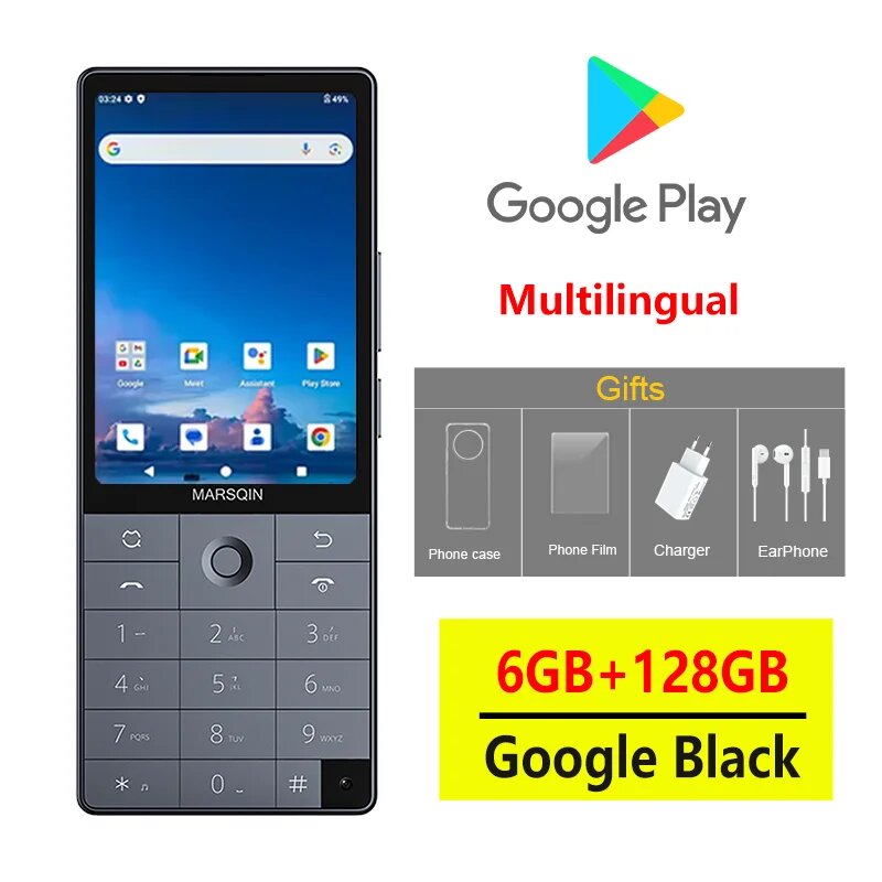 Новый смартфон Qin F25, Google Play, Android 14, две SIM-карты, 6 ГБ + 128 ГБ, 2700 мАч, WIFI Bluetooth, сенсорный экран 3,54 дюйма, MTK8786