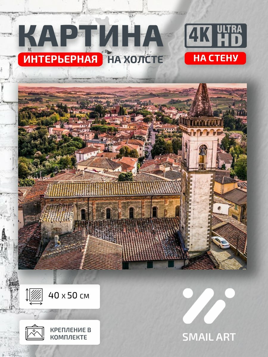 Картина на холсте интерьерная 40 на 50 на стену Старинный City для кафе урбанистика декор