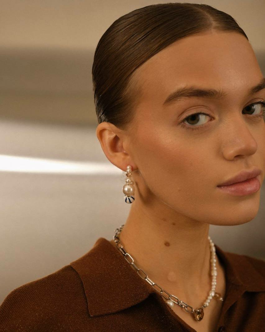 Колье, жемчуг пресноводный, кристаллы Swarovski