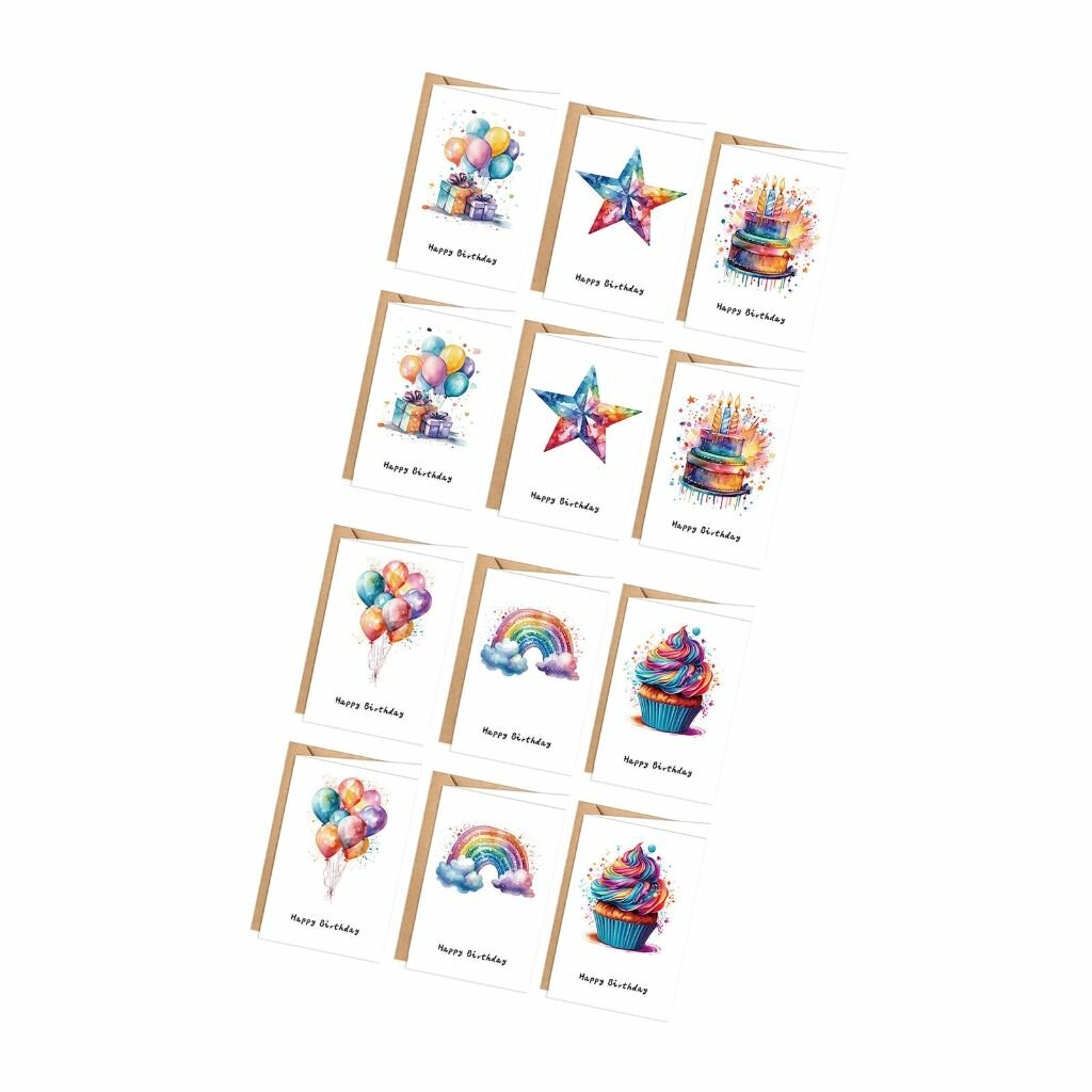 12 листов, поздравительная открытка для щенка с мультяшными каракулями-S806