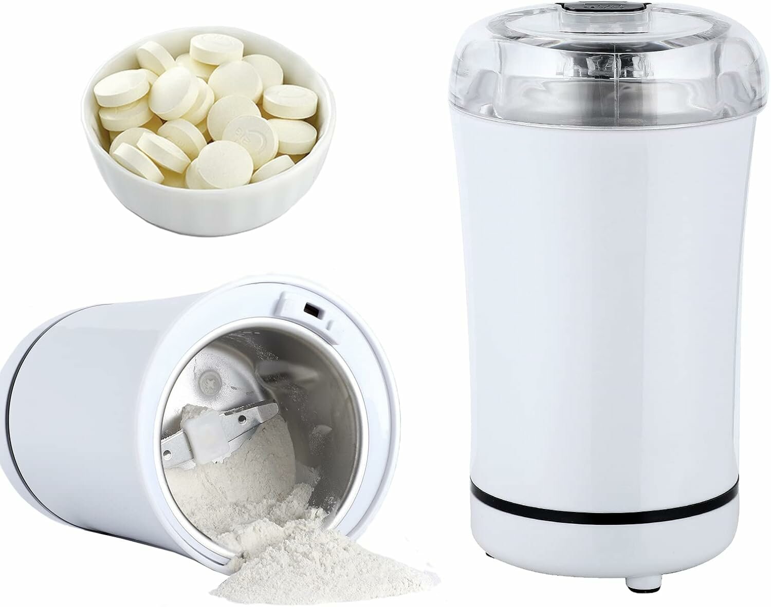 HAQI Электрический измельчитель таблеток и витаминов Многофункциональный, для пожилых, детей и домашних животных, с съемным кабелем (Фиолетовый)