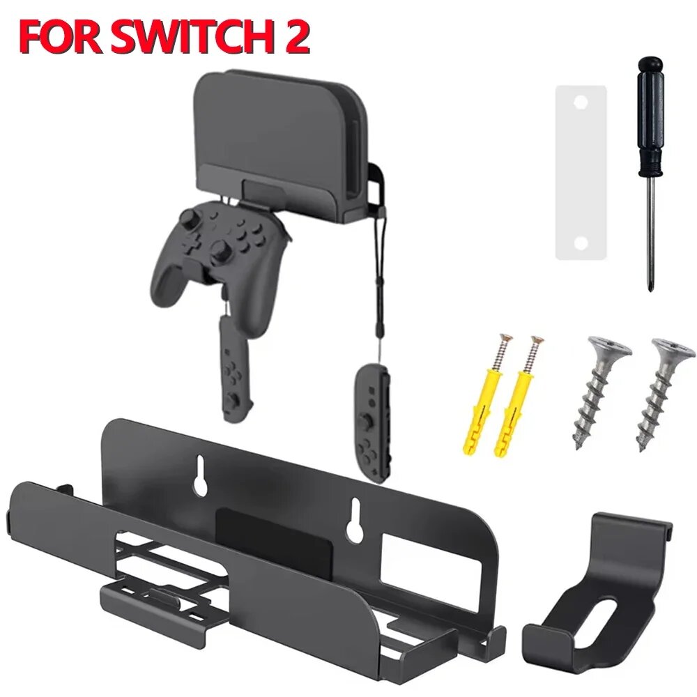 Настенный держатель-подставка для Nintendo Switch 2, кронштейн для консоли, джойстик, вешалка для контроллера, стеллаж для хранения для Switch 2, аксессуары