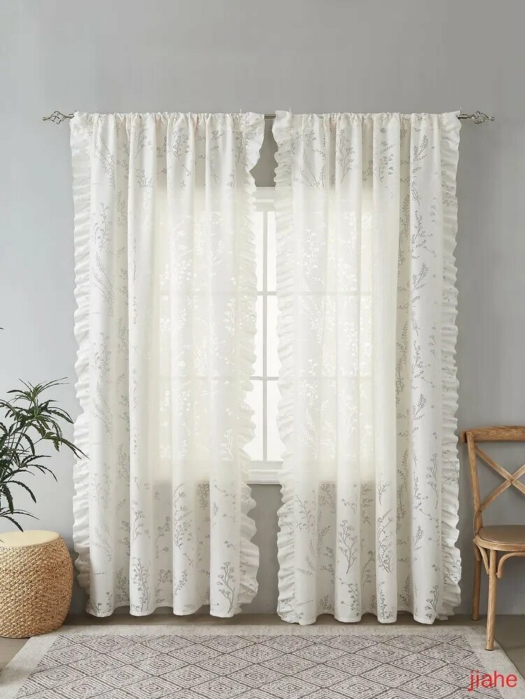 Xiaomi YouPin Тюль 140x260 см крепление Кулиска, светло-бежевый, белый