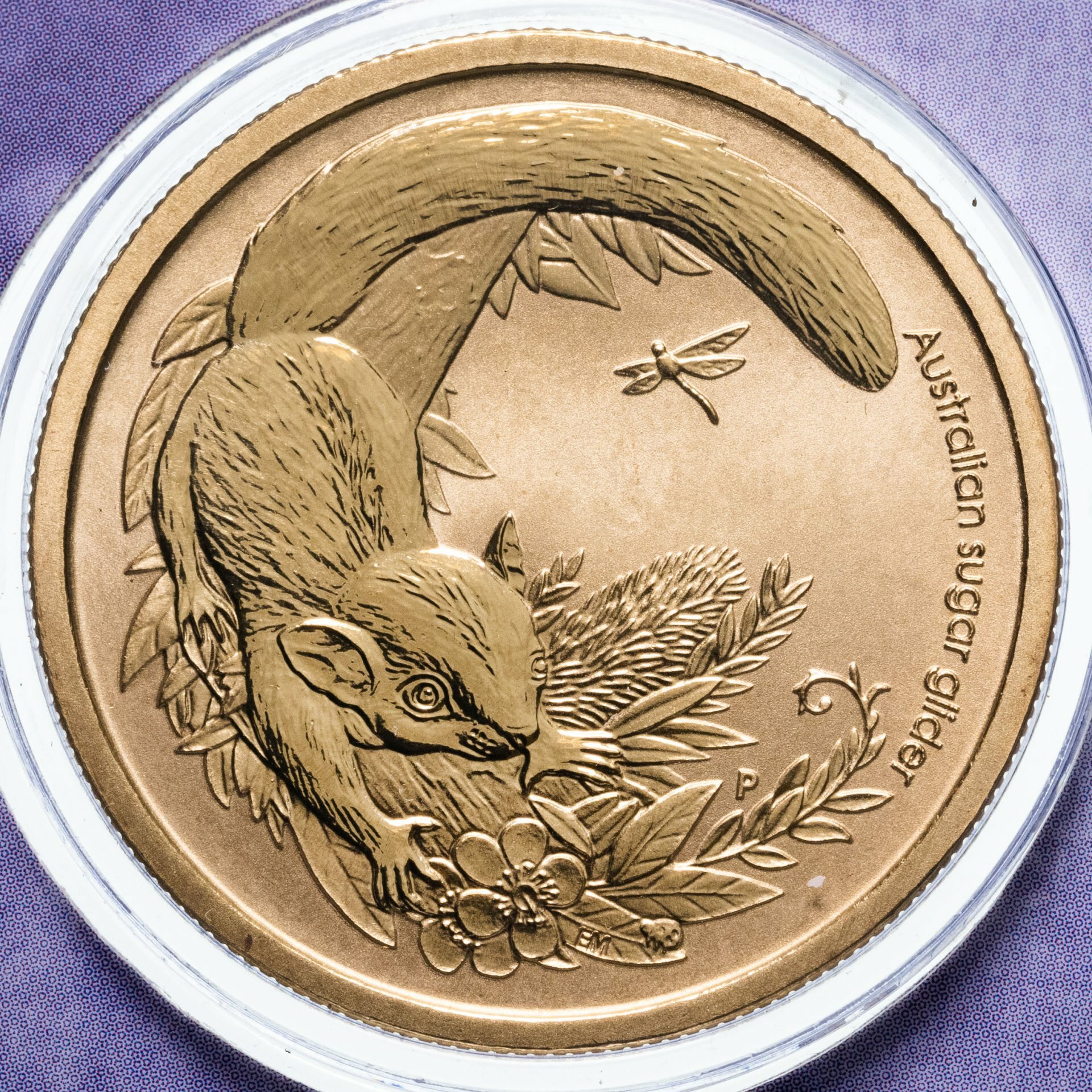 Австралия 1 доллар 2011 "Детёныши диких животных - Сахарная летяга" в конверте с маркой, Бронза, в сохранности UNC