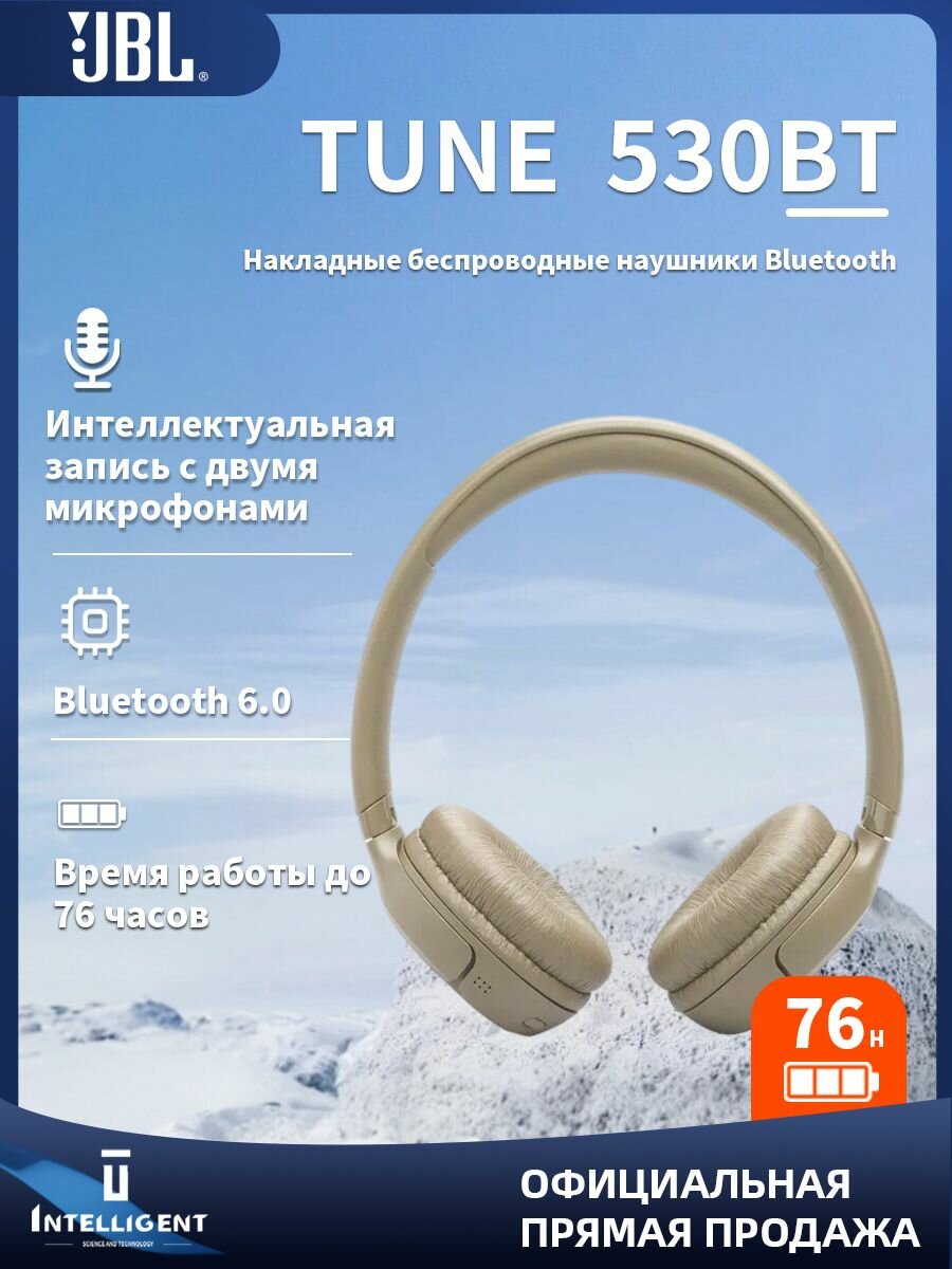 JBL Наушники беспроводные с микрофоном JBL Tune 530BT, Bluetooth, USB Type-C