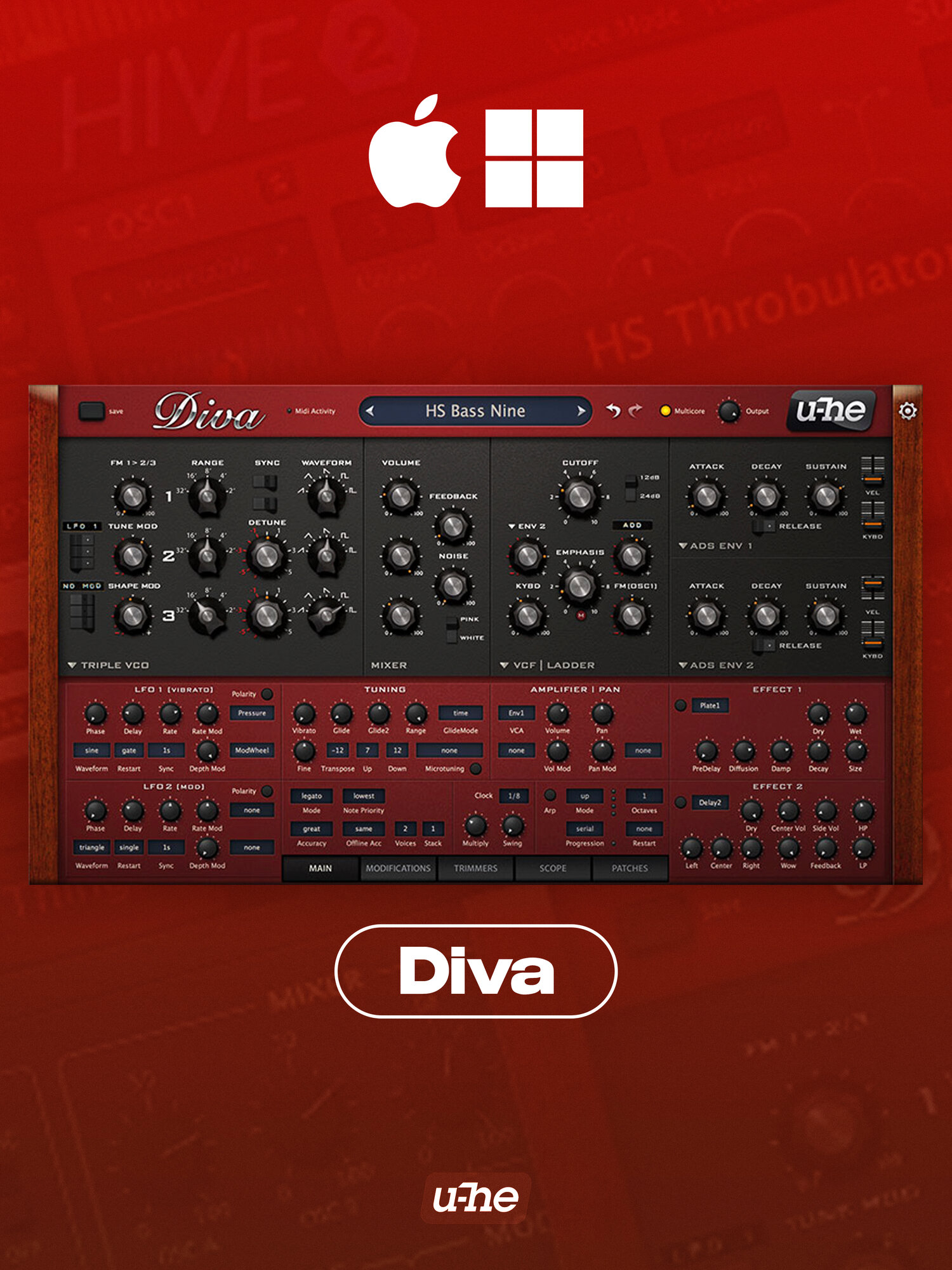 U-he Diva (бессрочная лицензионная активация) для ПК, macOS & Windows