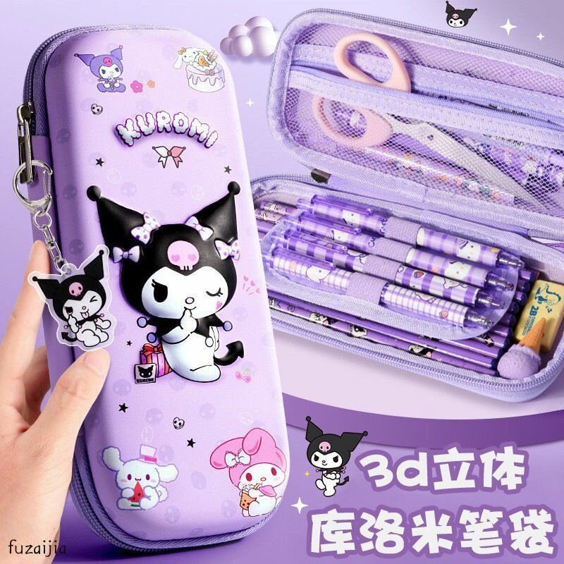 Большой розовый школьный пенал аниме куроми kuromi для девочек подростков для карандашей для школы