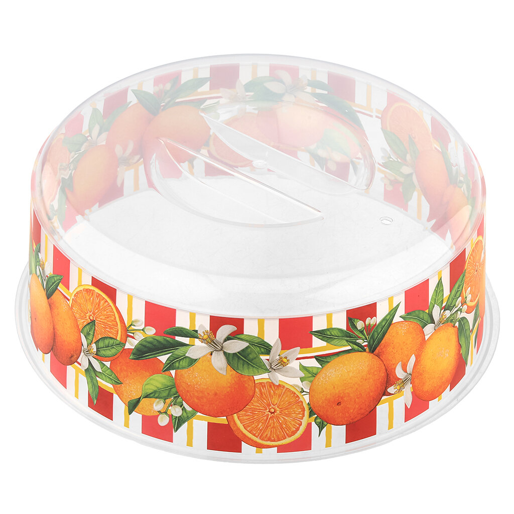 Крышка для СВЧ Домашняя Мода пластмассовая "Bergamo", диаметр 25 см, высота 9,1 см, прозрачный, с декором "Сицилия" (223136101/00)