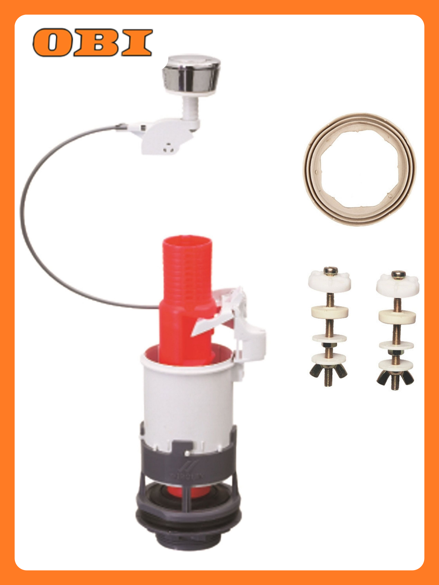 Сливной механизм WIRQUIN, для бачка, пластик, серый, 110x250мм