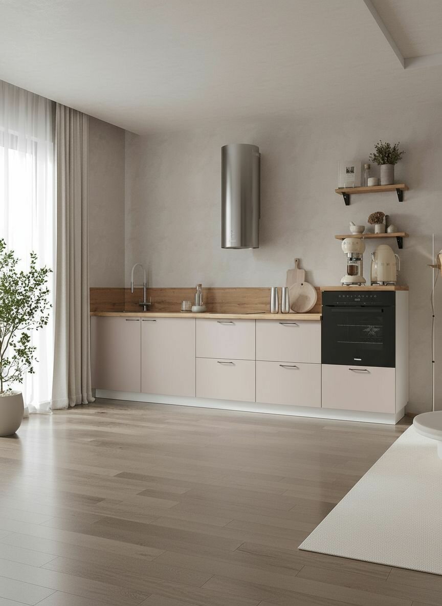 ARNIKA Кухонный гарнитур со столешницей "Дакия" 3м х 2,4м, цвет магнолия (бежевый), фасад пленка ПВХ