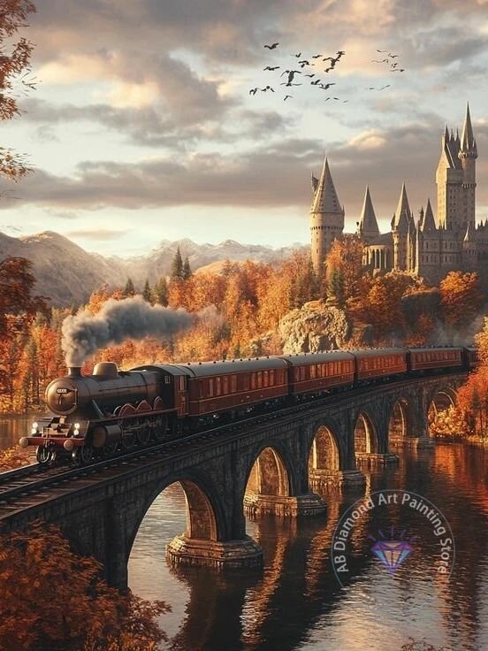 Набор для самостоятельного изготовления алмазной мозаики 5DВолшебный замок Гарри Поттера AAAдля украшения стен дома/подарок, 40x50 см,40X50CM, белый