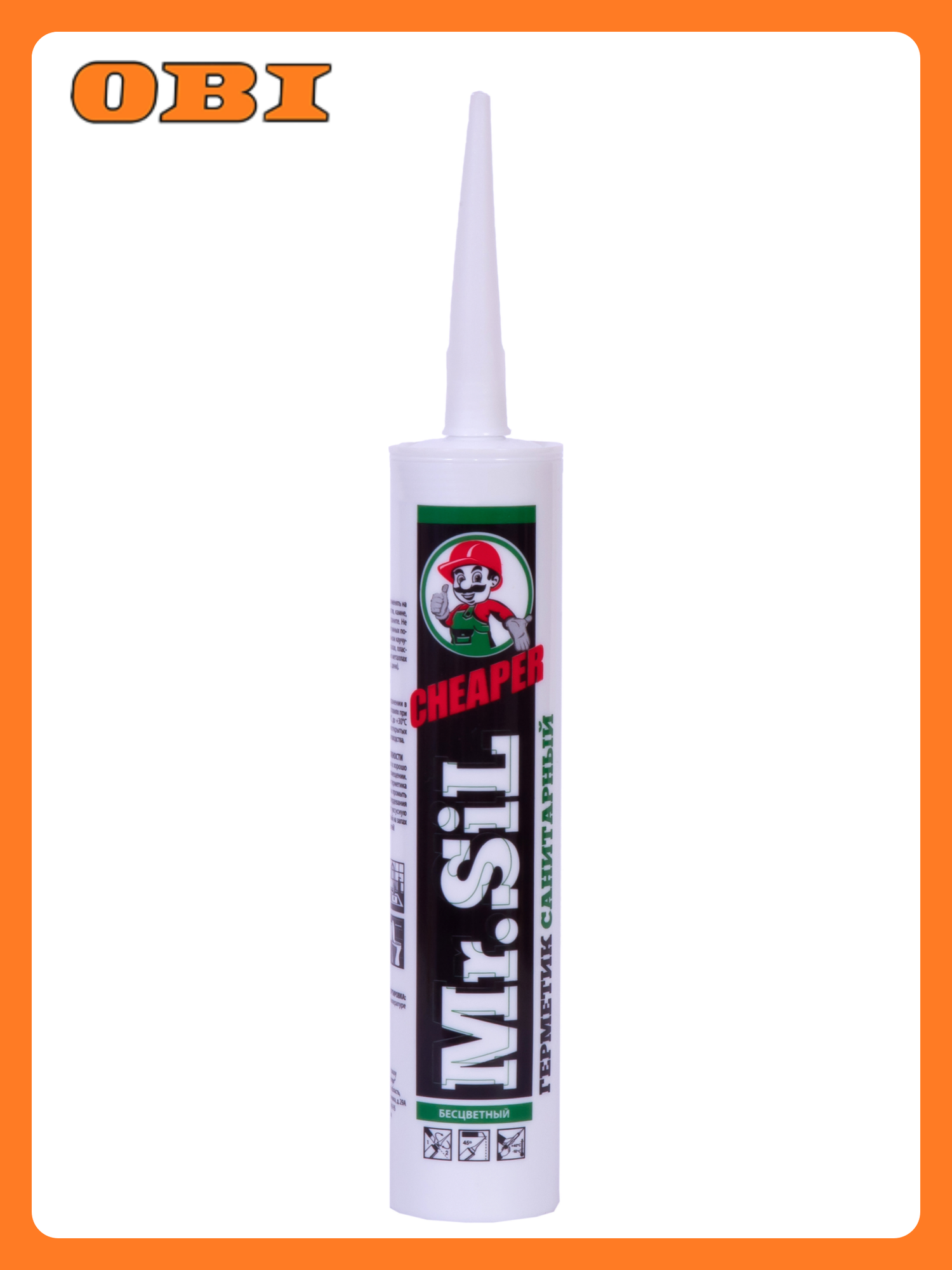 Герметик Mr.Sil 265мл, силиконовый, санитарный, бесцветный, для влажных помещений